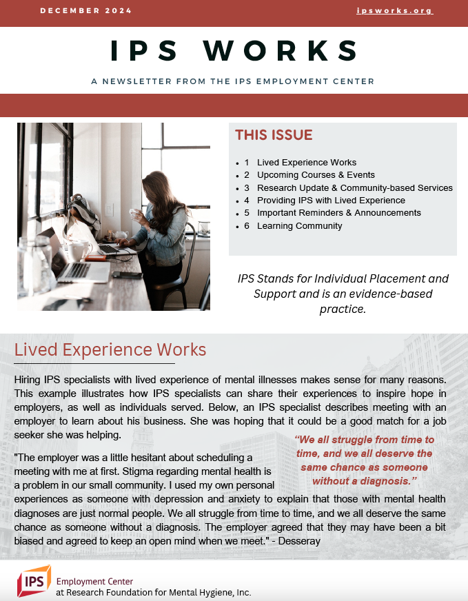The IPS Employment Center – Research, Dissemination, Training, and ...