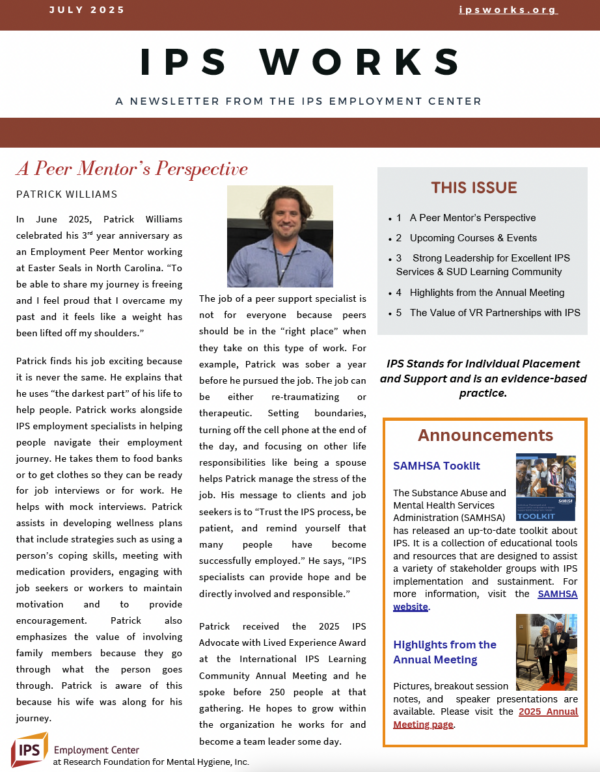 The IPS Employment Center – Research, Dissemination, Training, and ...